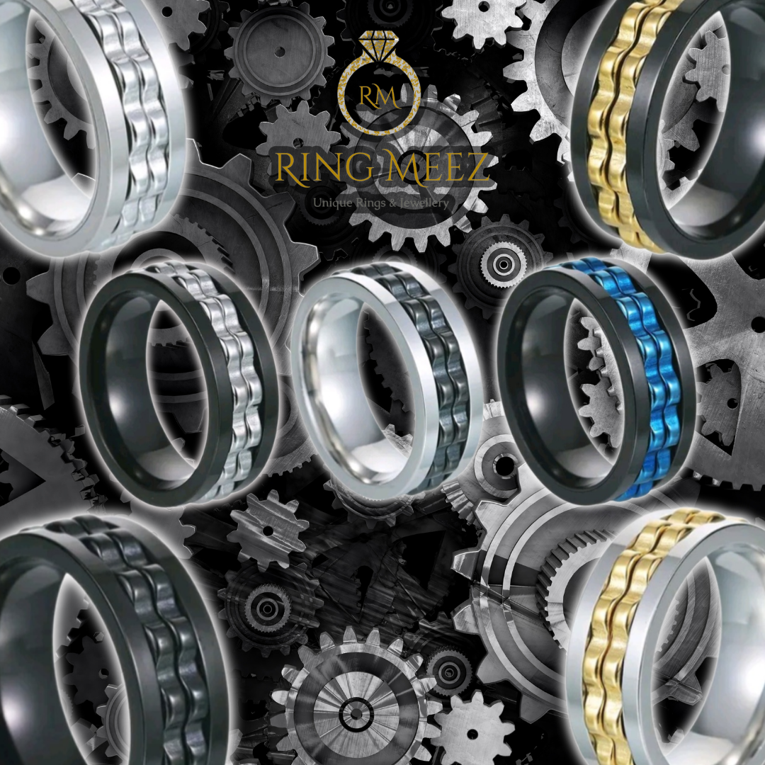 The Gear-Cog Spinner Anxiety Relief Rings - Rotatable Fidget Rings ...